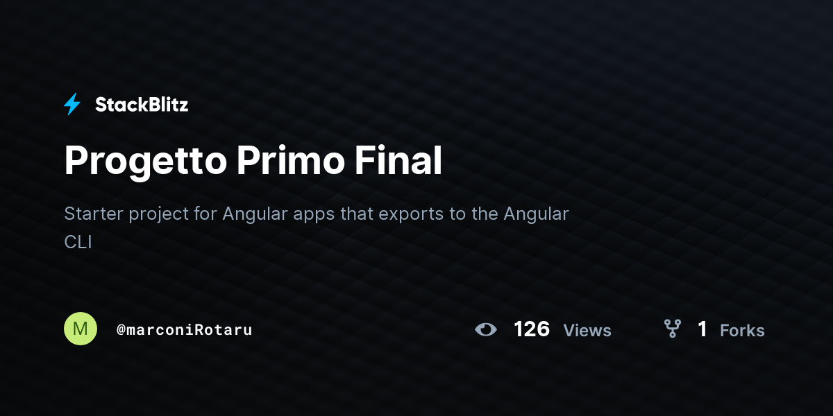 Progetto Primo Final - StackBlitz