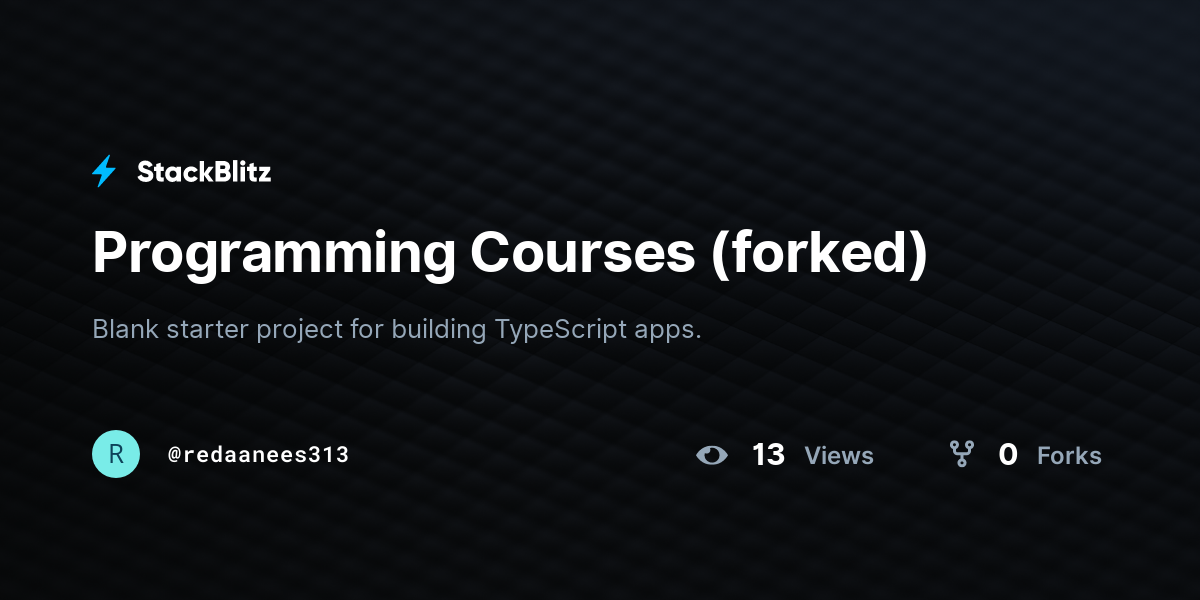 Programming Courses Forked Stackblitz
