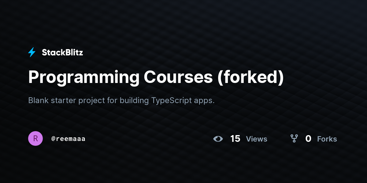 Programming Courses Forked Stackblitz