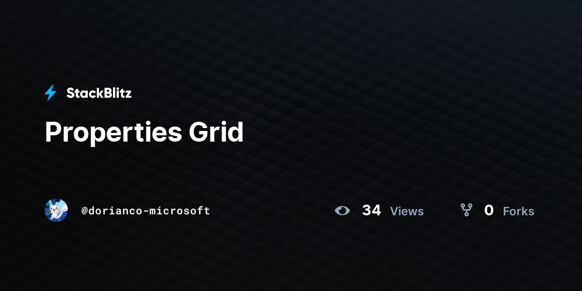 Properties Grid - StackBlitz