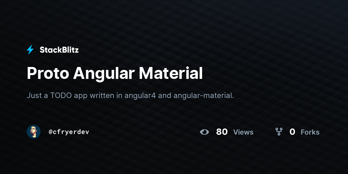 Proto Angular Material - StackBlitz