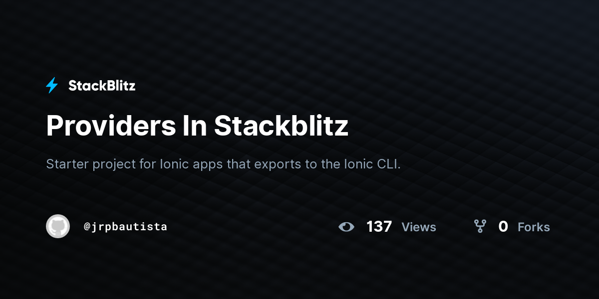 Providers In Stackblitz - StackBlitz