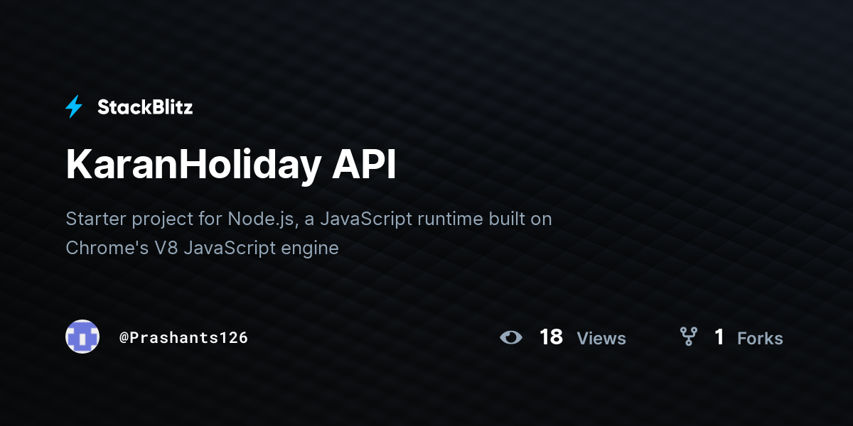 KaranHoliday API - StackBlitz
