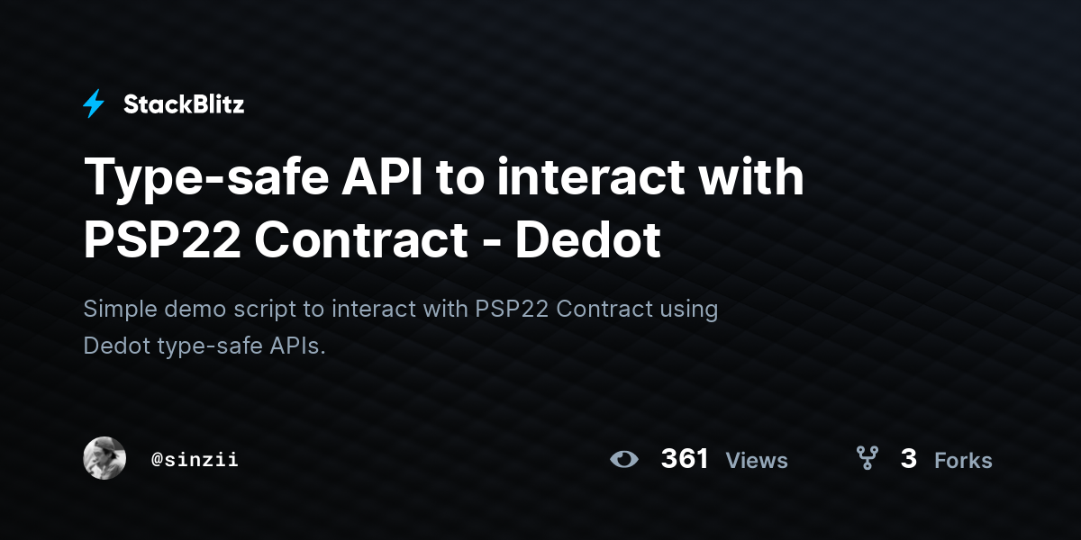 Type-safe API to interact with PSP22 Contract - Dedot - StackBlitz