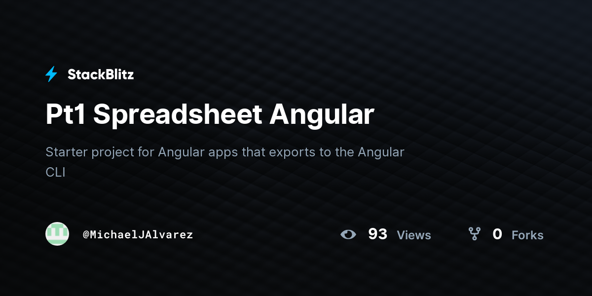 Pt1 Spreadsheet Angular - StackBlitz Pt1 Spreadsheet Angular - StackBlitz