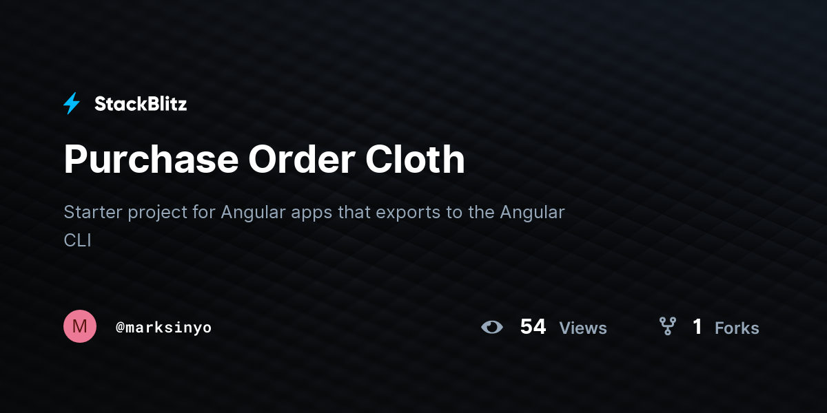 Purchase Order Cloth - StackBlitz