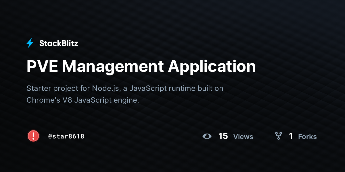 PVE Management Application - StackBlitz