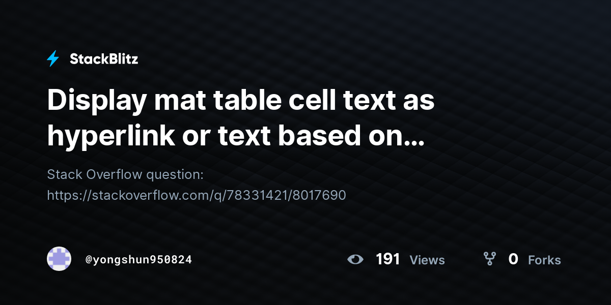 Display mat table cell text as hyperlink or text based on another value from API response ...
