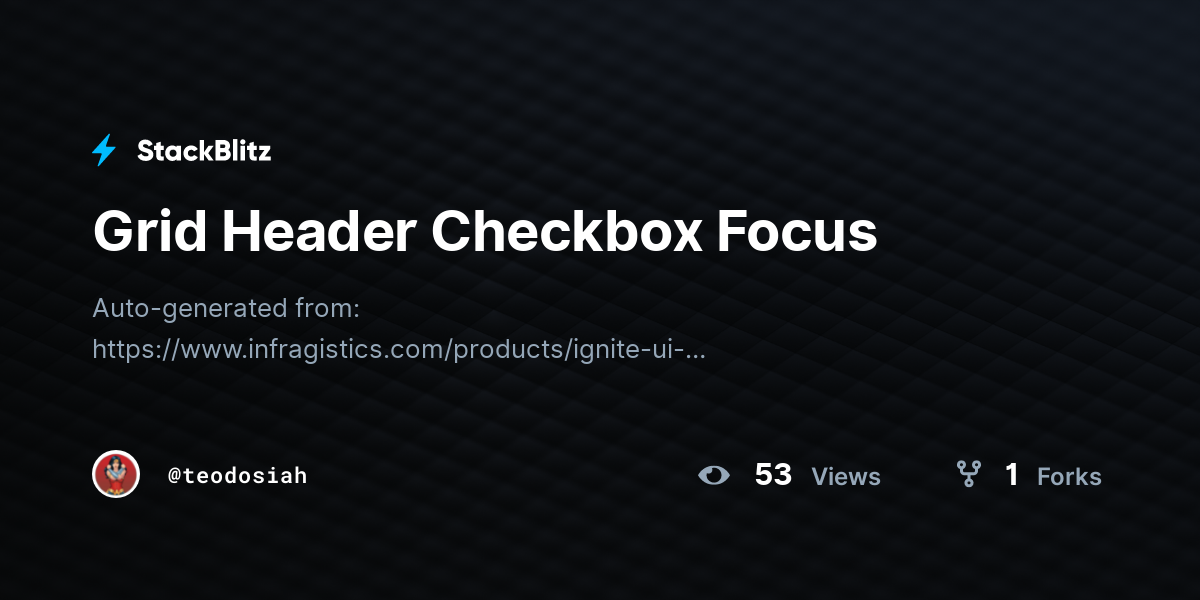 Grid Header Checkbox Focus - StackBlitz
