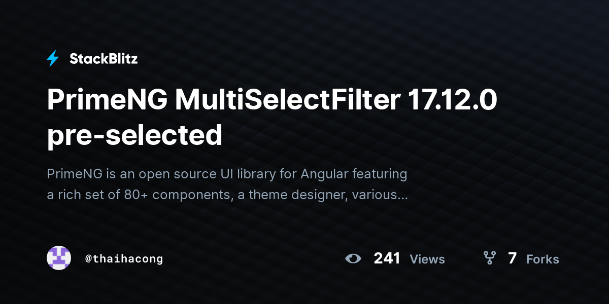 PrimeNG MultiSelectFilter 17.12.0 pre-selected - StackBlitz