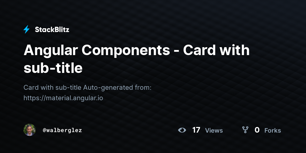 Angular Components - Card with sub-title - StackBlitz