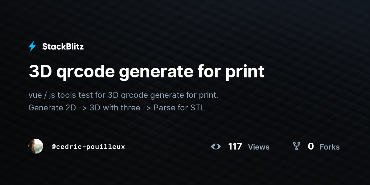 3D qrcode generate for print - StackBlitz