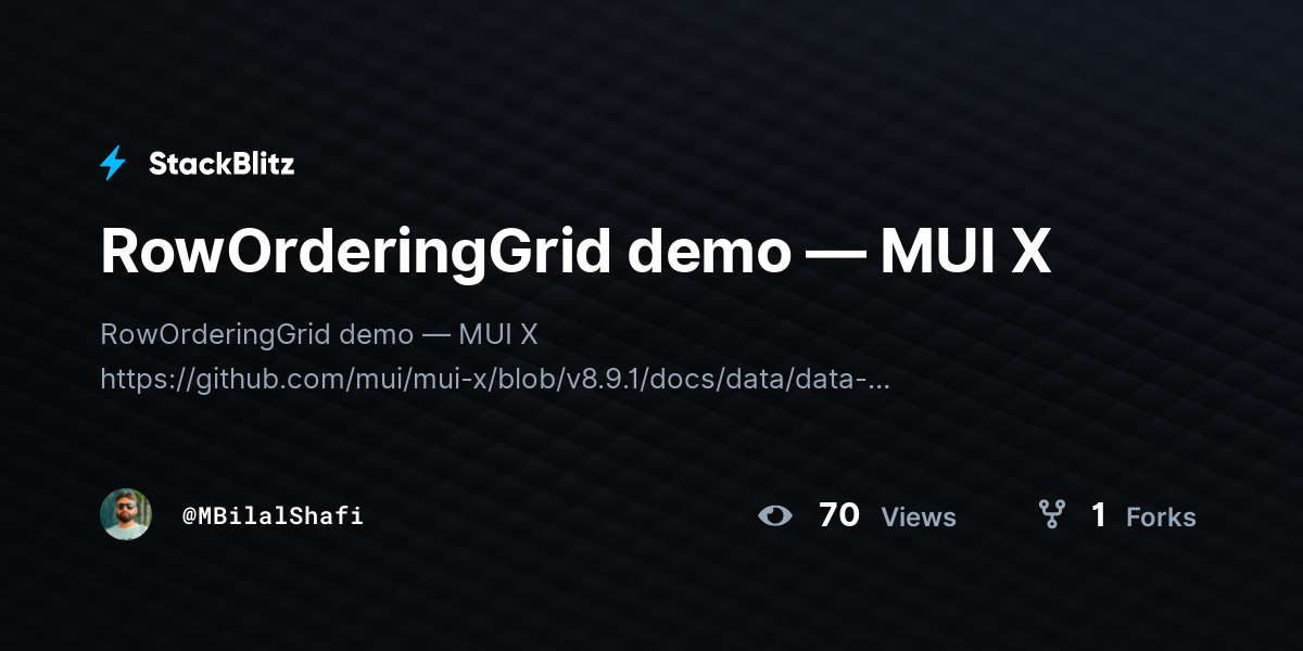 RowOrderingGrid demo — MUI X - StackBlitz