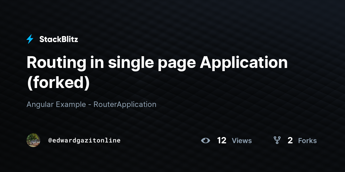 Routing in single page Application (forked) - StackBlitz