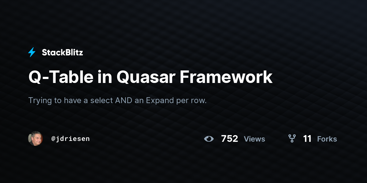 Q-Table in Quasar Framework - StackBlitz