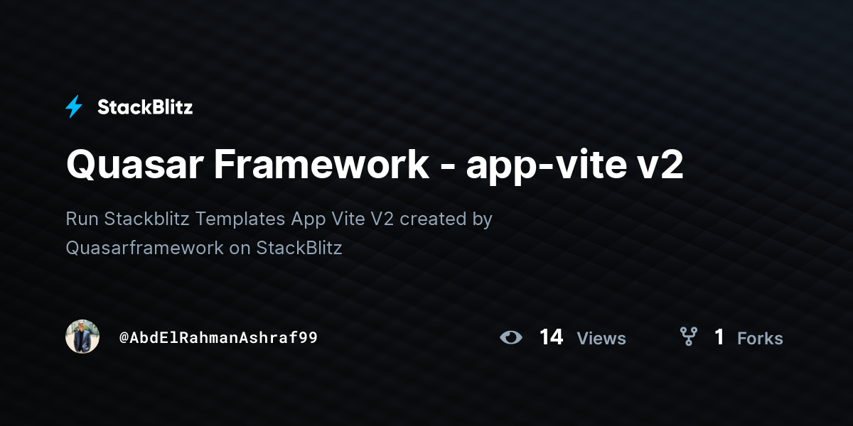 Quasar Framework - app-vite v2 - StackBlitz