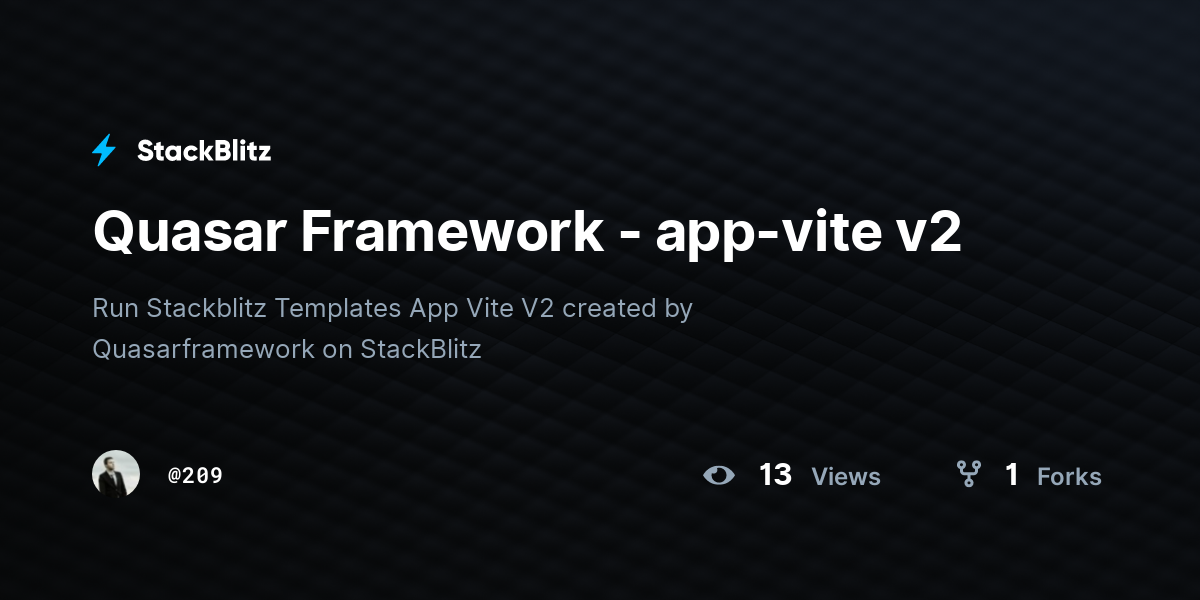 Quasar Framework - app-vite v2 - StackBlitz