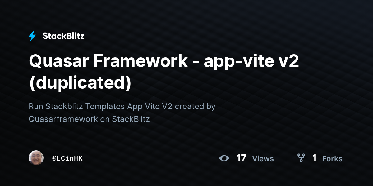 Quasar Framework - app-vite v2 (duplicated) - StackBlitz