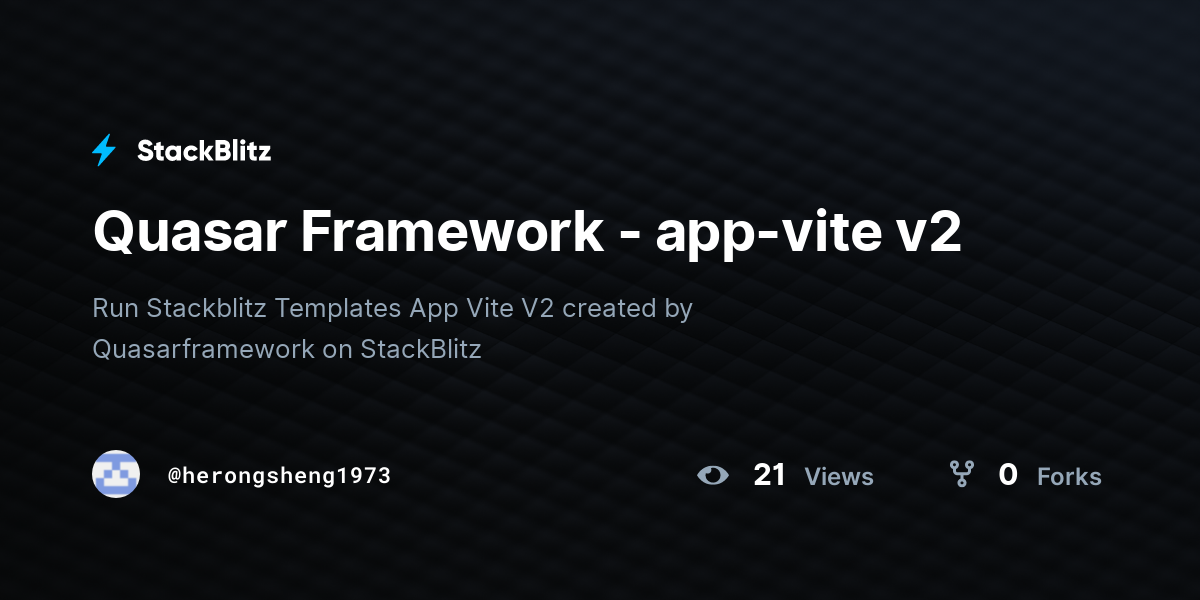 Quasar Framework - app-vite v2 - StackBlitz