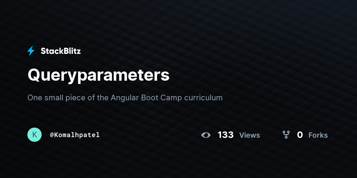 Queryparameters Stackblitz 