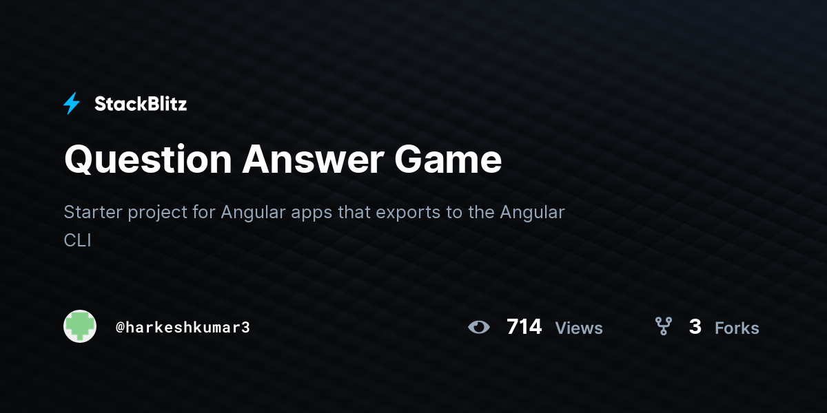 Question Answer Game - StackBlitz
