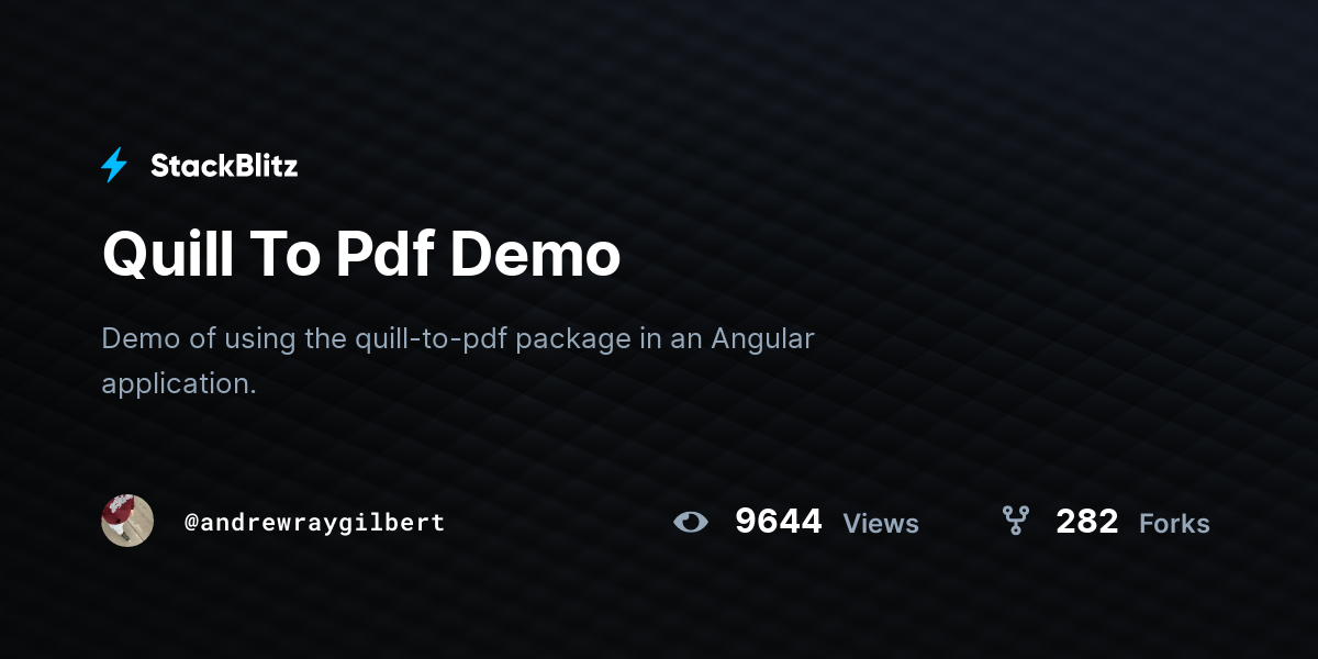 Quill To Pdf Demo - StackBlitz