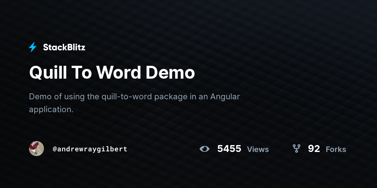 Quill To Word Demo - StackBlitz
