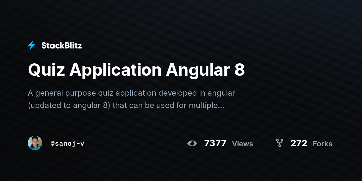 Quiz Application Angular 8 - StackBlitz