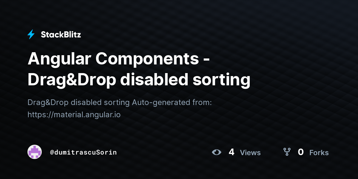 Angular Components - Drag&Drop disabled sorting - StackBlitz