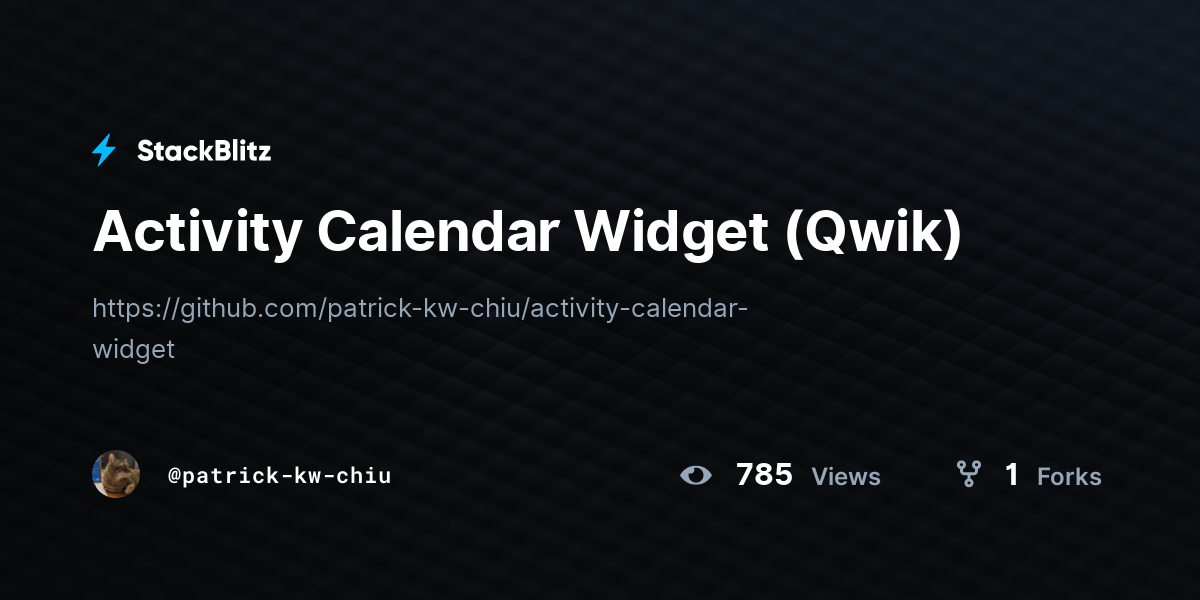 Activity Calendar Widget Qwik Stackblitz