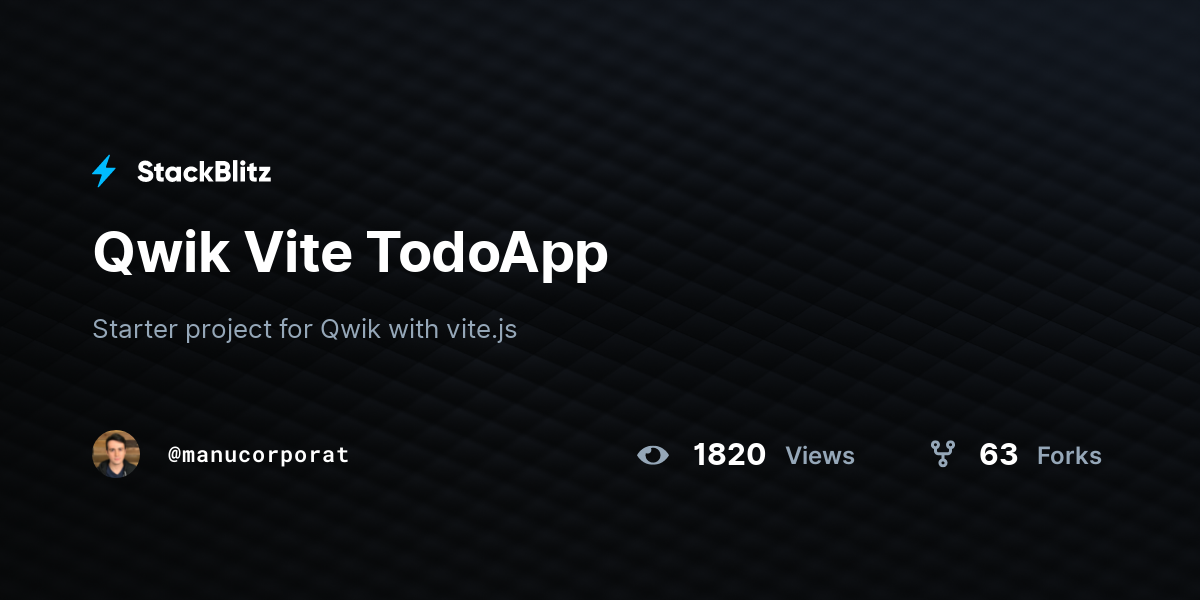 Qwik Vite TodoApp - StackBlitz