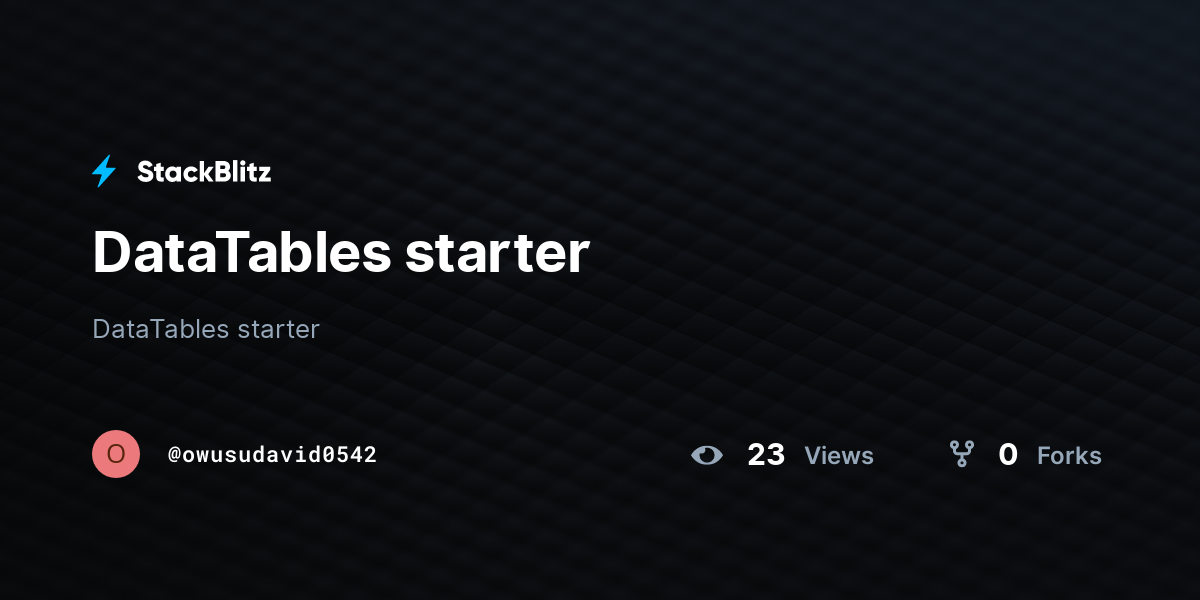 DataTables starter - StackBlitz