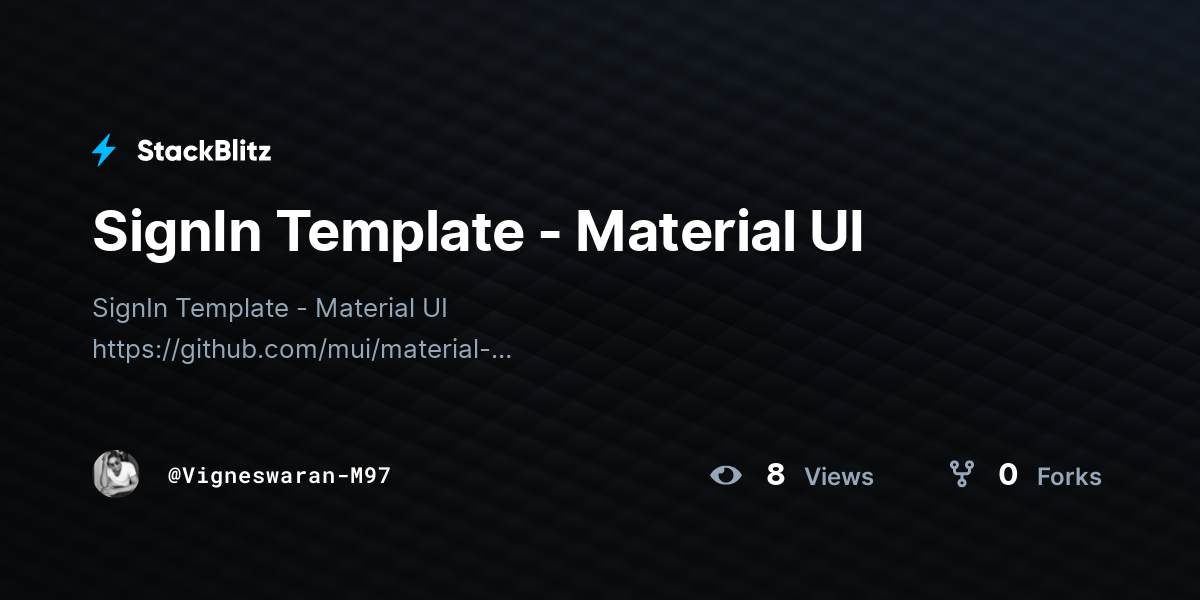 SignIn Template - Material UI - StackBlitz