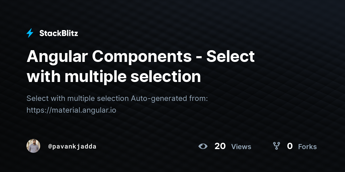 Angular Components - Select with multiple selection - StackBlitz