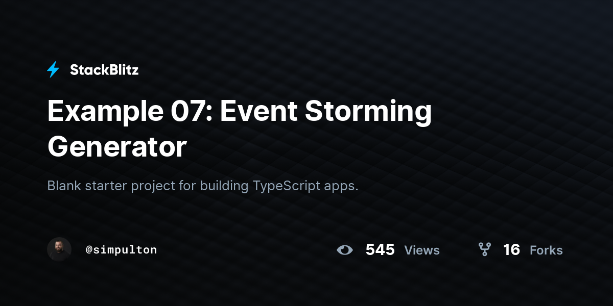 Example 07: Event Storming Generator - StackBlitz