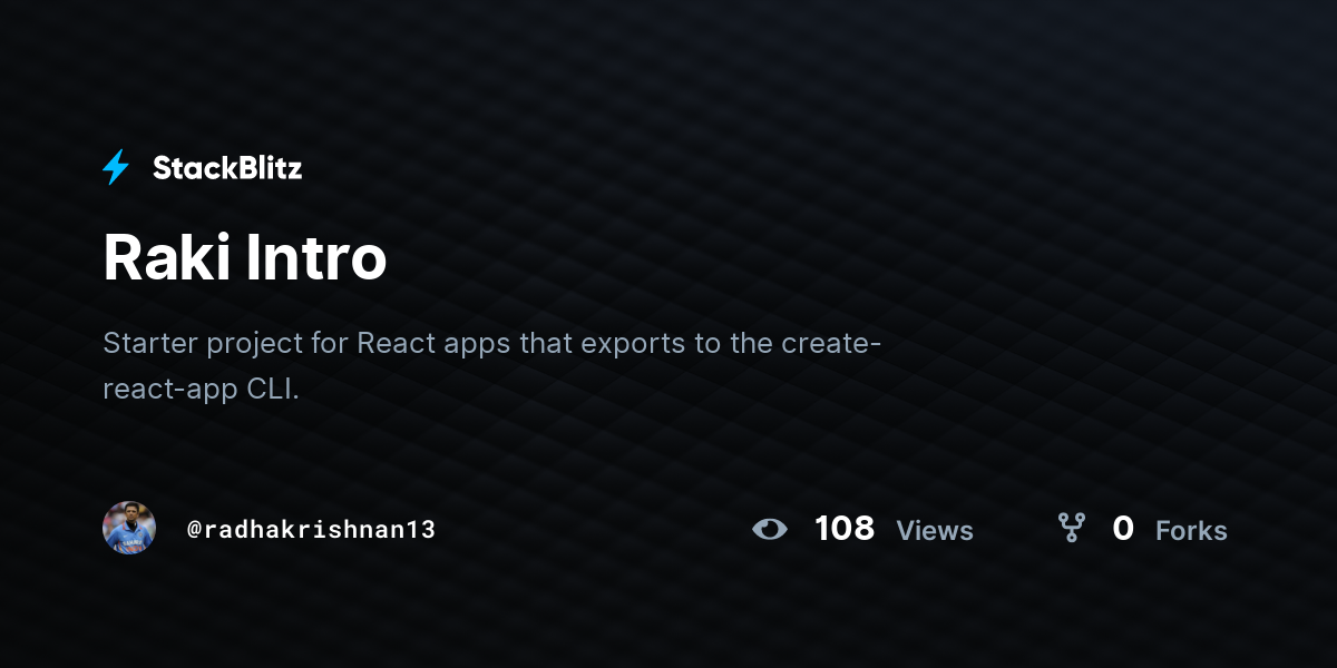 Raki Intro - StackBlitz