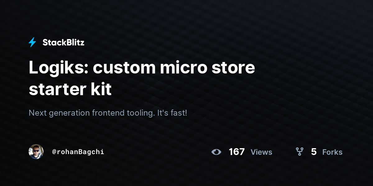 Logiks: custom micro store starter kit - StackBlitz Logiks: custom micro store starter kit - StackBlitz