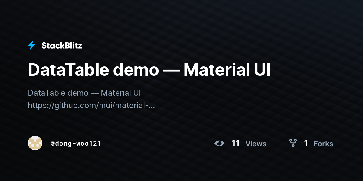 DataTable demo — Material UI - StackBlitz