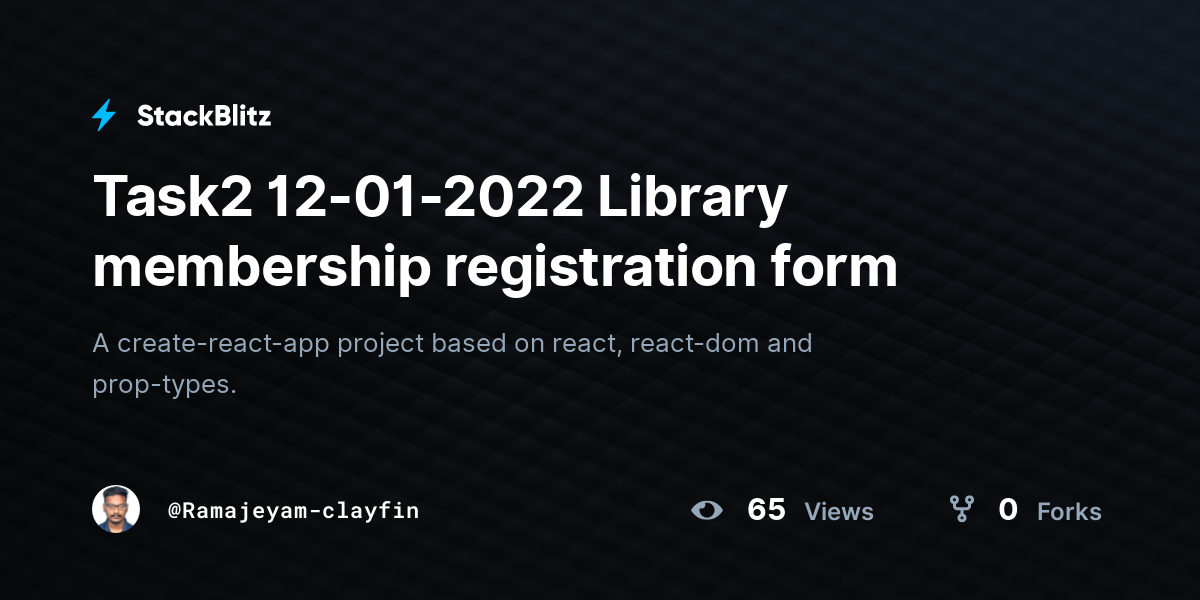 Task2 12-01-2022 Library membership registration form - StackBlitz