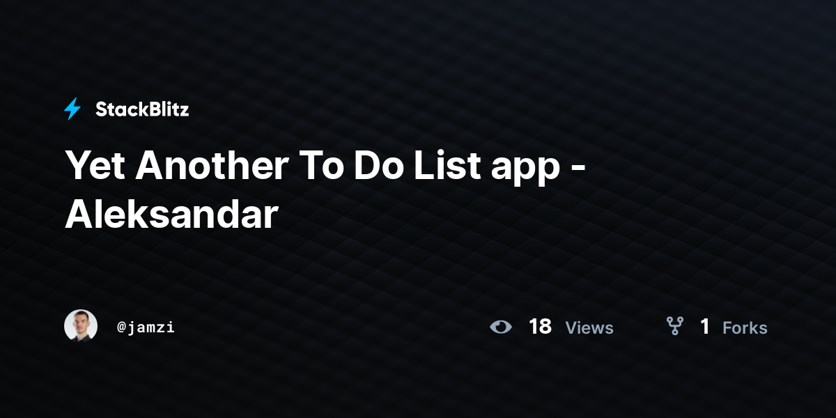 Yet Another To Do List app - Aleksandar - StackBlitz
