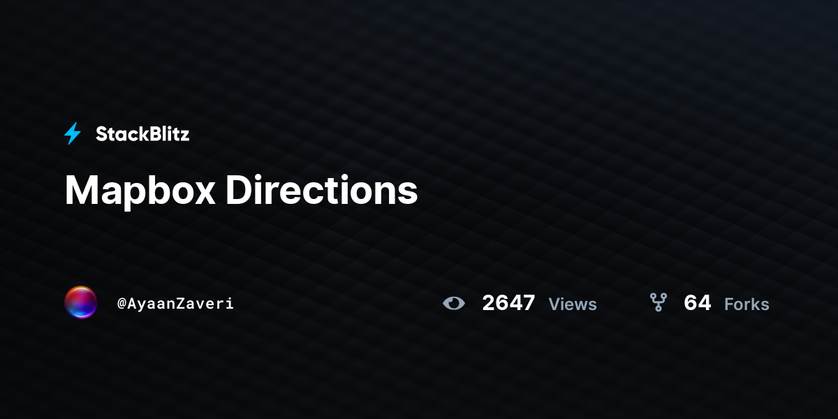 Mapbox Directions - StackBlitz