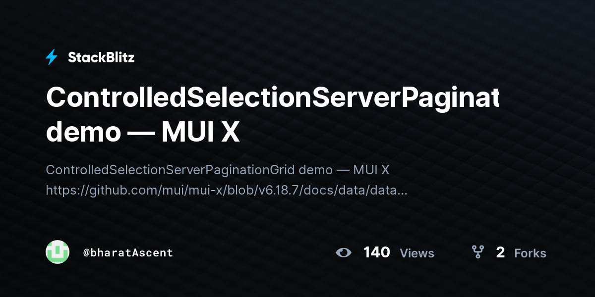 ControlledSelectionServerPaginationGrid demo — MUI X - StackBlitz