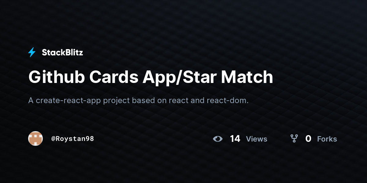 Github Cards App/Star Match - StackBlitz