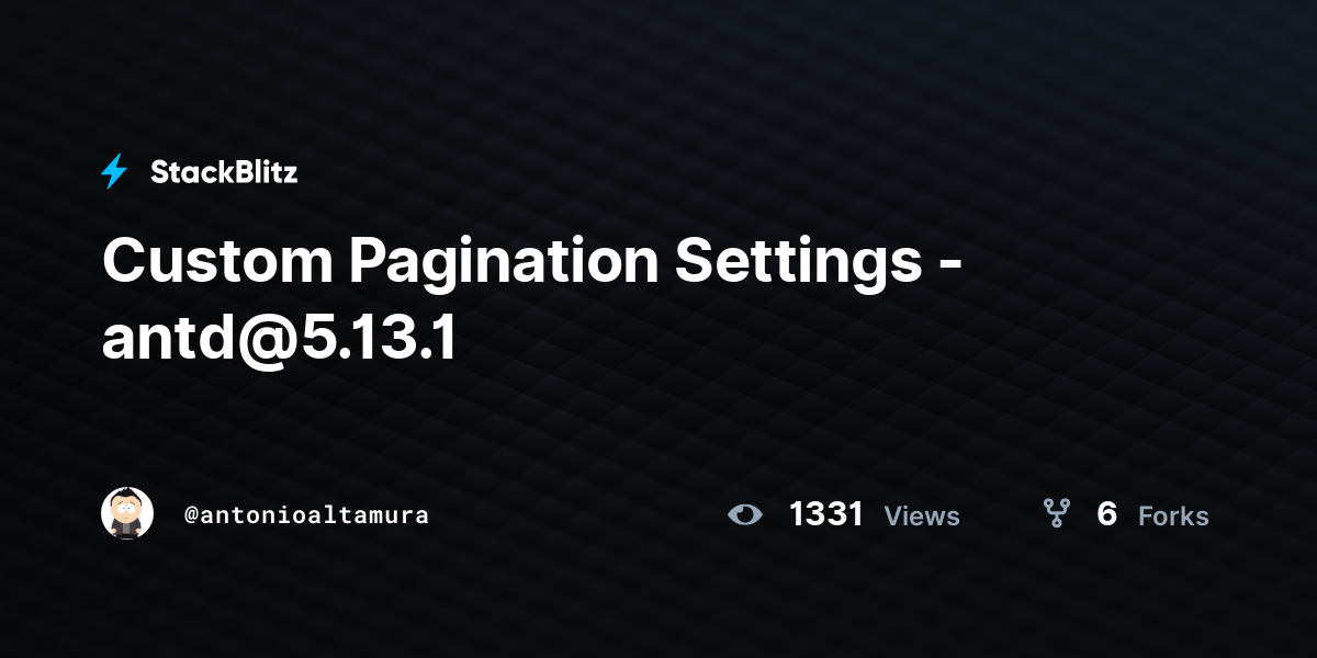 Custom Pagination Settings - antd@5.13.1 - StackBlitz