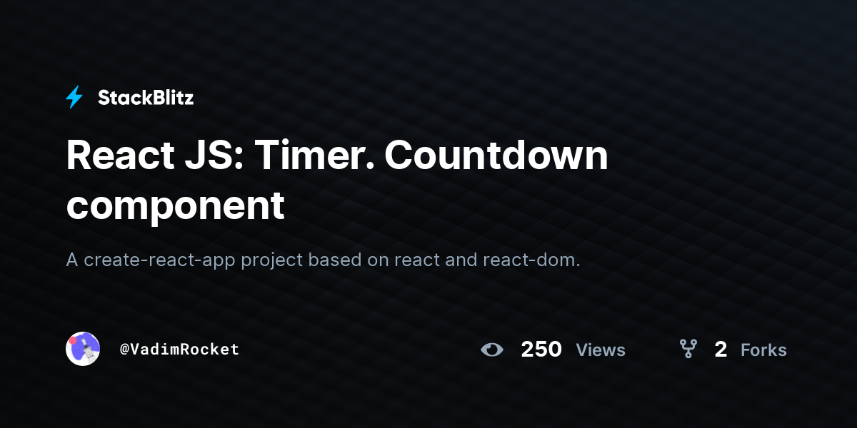 React JS: Timer. Countdown component - StackBlitz