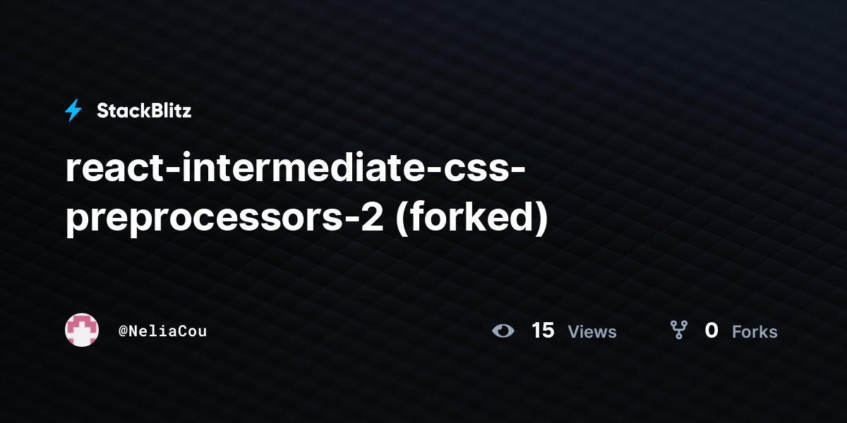 react-intermediate-css-preprocessors-2 (forked) - StackBlitz react-intermediate-css-preprocessors-2 (forked) - StackBlitz