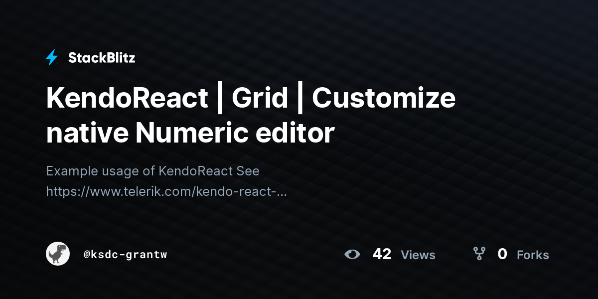 KendoReact | Grid | Customize native Numeric editor - StackBlitz