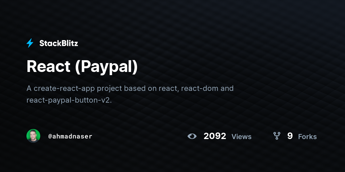 React (Paypal) - StackBlitz