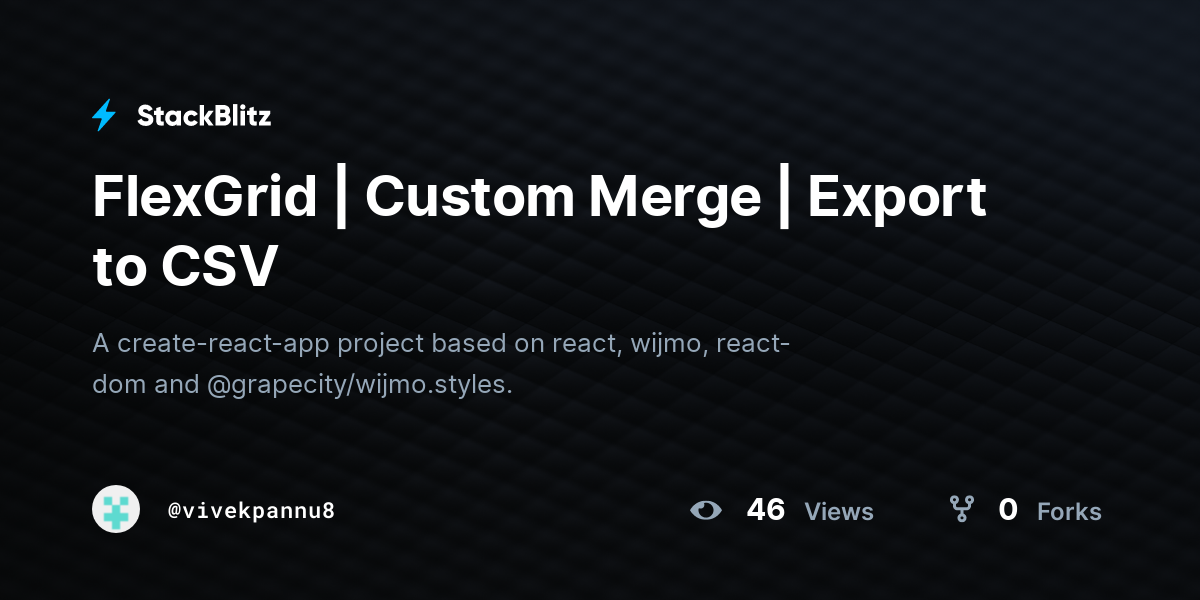 FlexGrid | Custom Merge | Export to CSV - StackBlitz