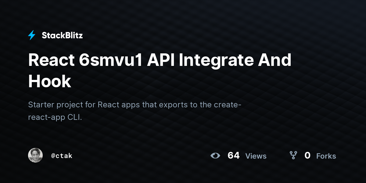 React 6smvu1 API Integrate And Hook - StackBlitz